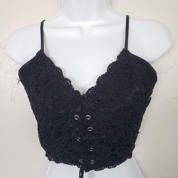 ROMWE | Intimates & Sleepwear | Black Crochet Lace Bralette Bustier ...
